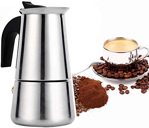 GOTOTOP Espresso Coffee Maker,100ml Stainless Steel Espresso Percolator Coffee Mocha Coffee Pot Kettle Stove Top Maker Mocha Pot for Use on Gas or Electric Stove (100ml)