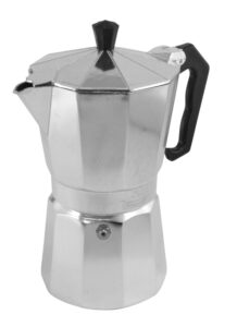 wee's beyond 7526-06 brew-fresh aluminum espresso maker, 6 cup, silver