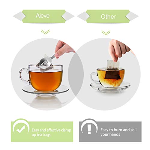 Aieve Tea Bag Squeezer, 2 Pack Stainless Steel Tea Bag Holder Tea Bag Tongs Tea Bag Spoon Tea Bags Strainer Clip for Gripping Ice Cubes