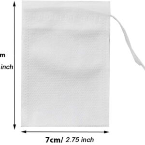 300 piece disposable tea bag with drawstring for loose tea, empty tea bag of wood pulp material,Tea filter bag with free tea spoon, suitable for loose tea, coffee, spices, herbs (3.54 x 2.75 inch)