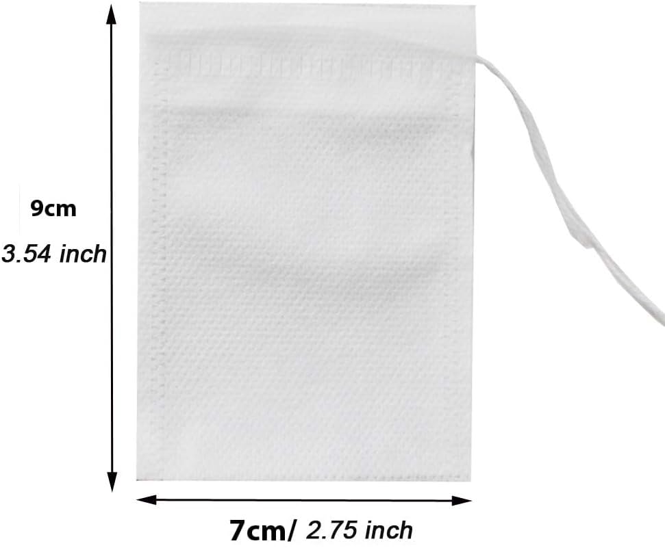 300 piece disposable tea bag with drawstring for loose tea, empty tea bag of wood pulp material,Tea filter bag with free tea spoon, suitable for loose tea, coffee, spices, herbs (3.54 x 2.75 inch)