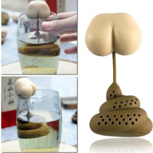 1Pcs Reusable Silicone Tea Infuser, Creative Poopy Shaped Funny Herbal Tea Bag Reusable Coffee Filter Diffuser Strainer Tea Accessories