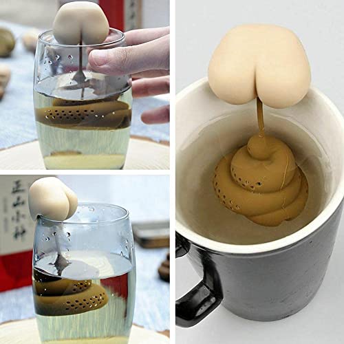 1Pcs Reusable Silicone Tea Infuser, Creative Poopy Shaped Funny Herbal Tea Bag Reusable Coffee Filter Diffuser Strainer Tea Accessories