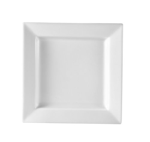 CAC China PNS-8 Princesquare 8-Inch Super White Porcelain Square Plate, Box of 24