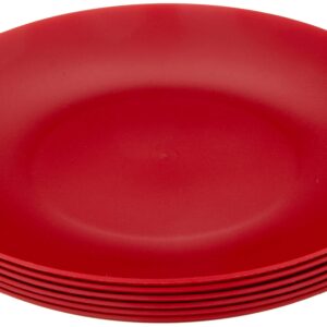 Coza Design- Durable Plastic Plate Set- BPA Free- Set of 6 (Bold Red)