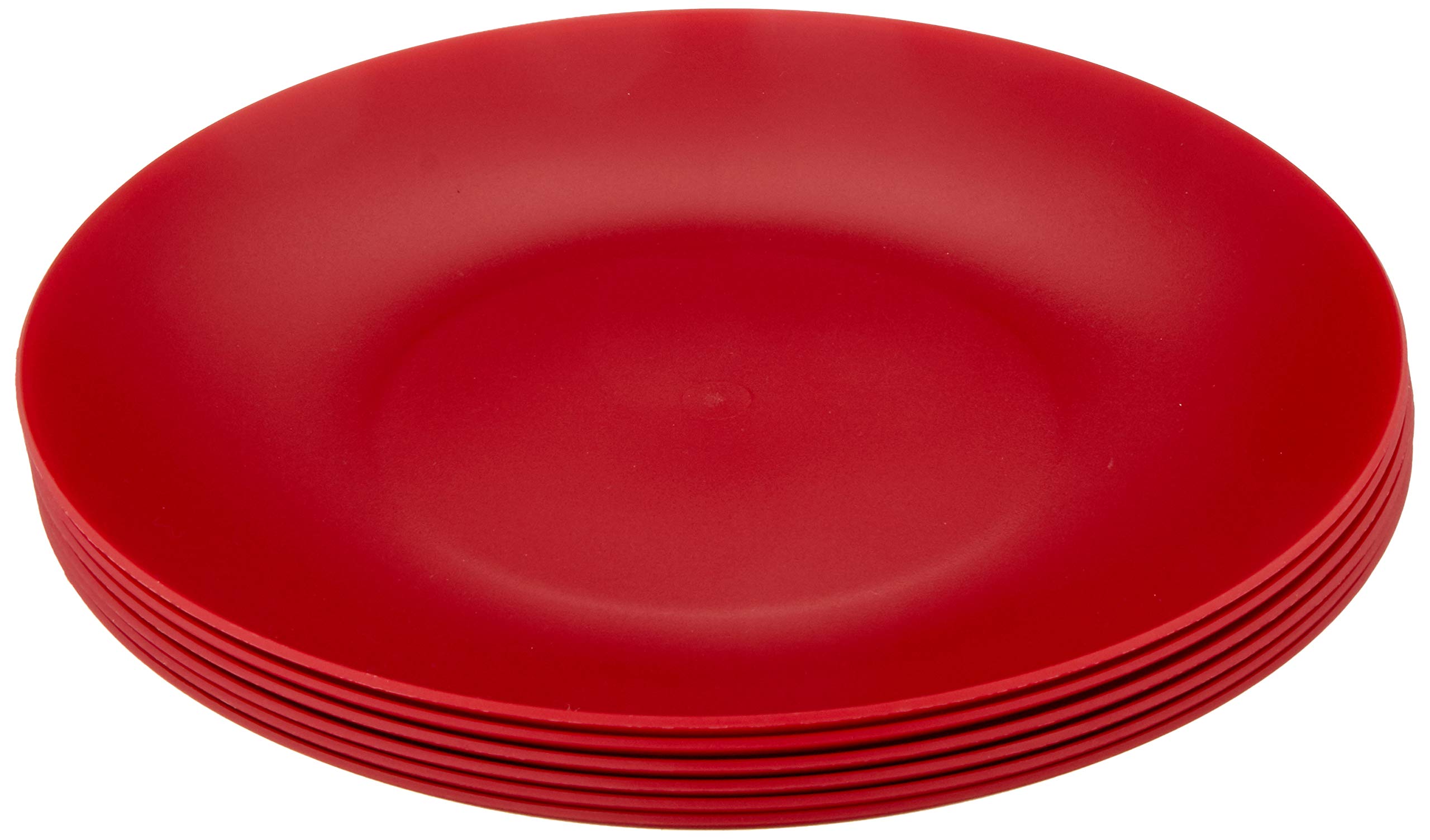 Coza Design- Durable Plastic Plate Set- BPA Free- Set of 6 (Bold Red)