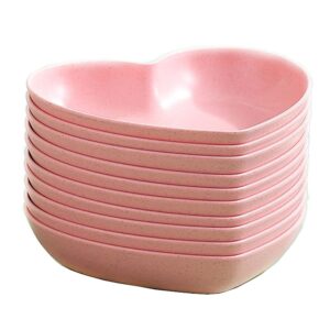 golandstar 10pcs heart shaped dinner plates dinnerware dishes set 6 inch food plate saucers tray fruits snack bowls bpa free (pink)