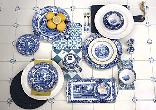 Spode Blue Italian Bread and Butter Plates | Set of 4 | Dessert and Appetizer Plate | Small, Round Blue and White Plate | Measures 6.5 Inches | Dishwasher Safe | Made in England