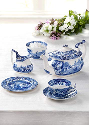 Spode Blue Italian Bread and Butter Plates | Set of 4 | Dessert and Appetizer Plate | Small, Round Blue and White Plate | Measures 6.5 Inches | Dishwasher Safe | Made in England