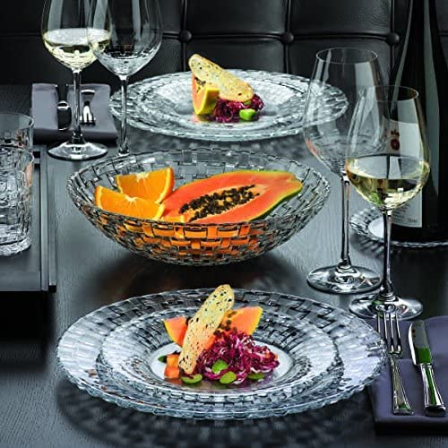 Nachtmann Bossa Nova Collection Dessert Plate, 6 Inch, Set of 2, Crystal Clear Glass, Bread & Butter Plates, Appetizer Dishes, Small, Dinnerware, Dishwasher Safe