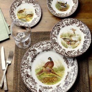 Spode Woodland Bread and Butter Plate | 6" Appetizer Plate with Snipe Motif | Small Dessert Plate Made from Fine Earthenware | Microwave and Dishwasher Safe