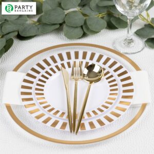 PARTY BARGAINS 13-Inch Charger Plates - 16 Pack, Clear Gold Rim, Heavy-Duty Disposable Chargers for Elegant Dining - Ideal for Weddings and Formal Events