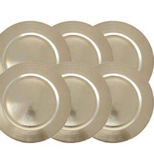 Ms Lovely Metallic Foil Charger Plates - Set of 6 - Made of Thick Plastic - Gold