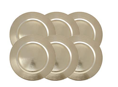 Ms Lovely Metallic Foil Charger Plates - Set of 6 - Made of Thick Plastic - Gold