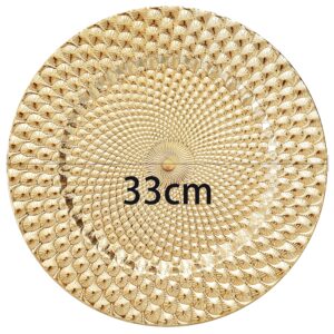 USA Party Flower Peacock Plastic Charger Plate, Set of 12 (13 Inch)(Gold)