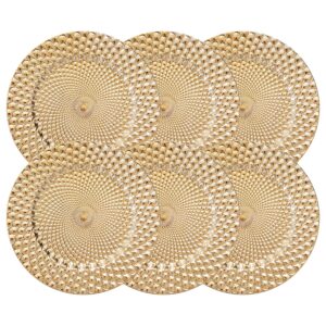 USA Party Flower Peacock Plastic Charger Plate, Set of 12 (13 Inch)(Gold)