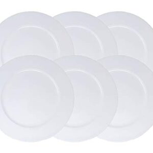 Ms Lovely Metallic Foil Charger Plates - Set of 6 - Made of Thick Plastic - White