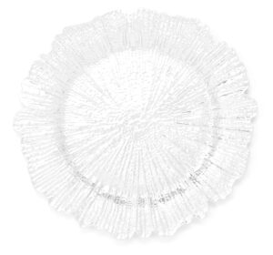 ms lovely plastic reef charger plates glossy finish - set of 6 - thick and reusable - white