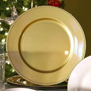 Gold Charger Plates with Beaded Rims, 13 in - Perfect Finishing Touch for Holiday Table - Reusable