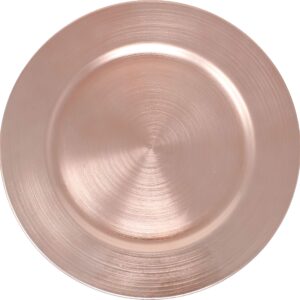 Ms Lovely Metallic Foil Charger Plates - Set of 6 - Made of Thick Plastic - Rose Gold