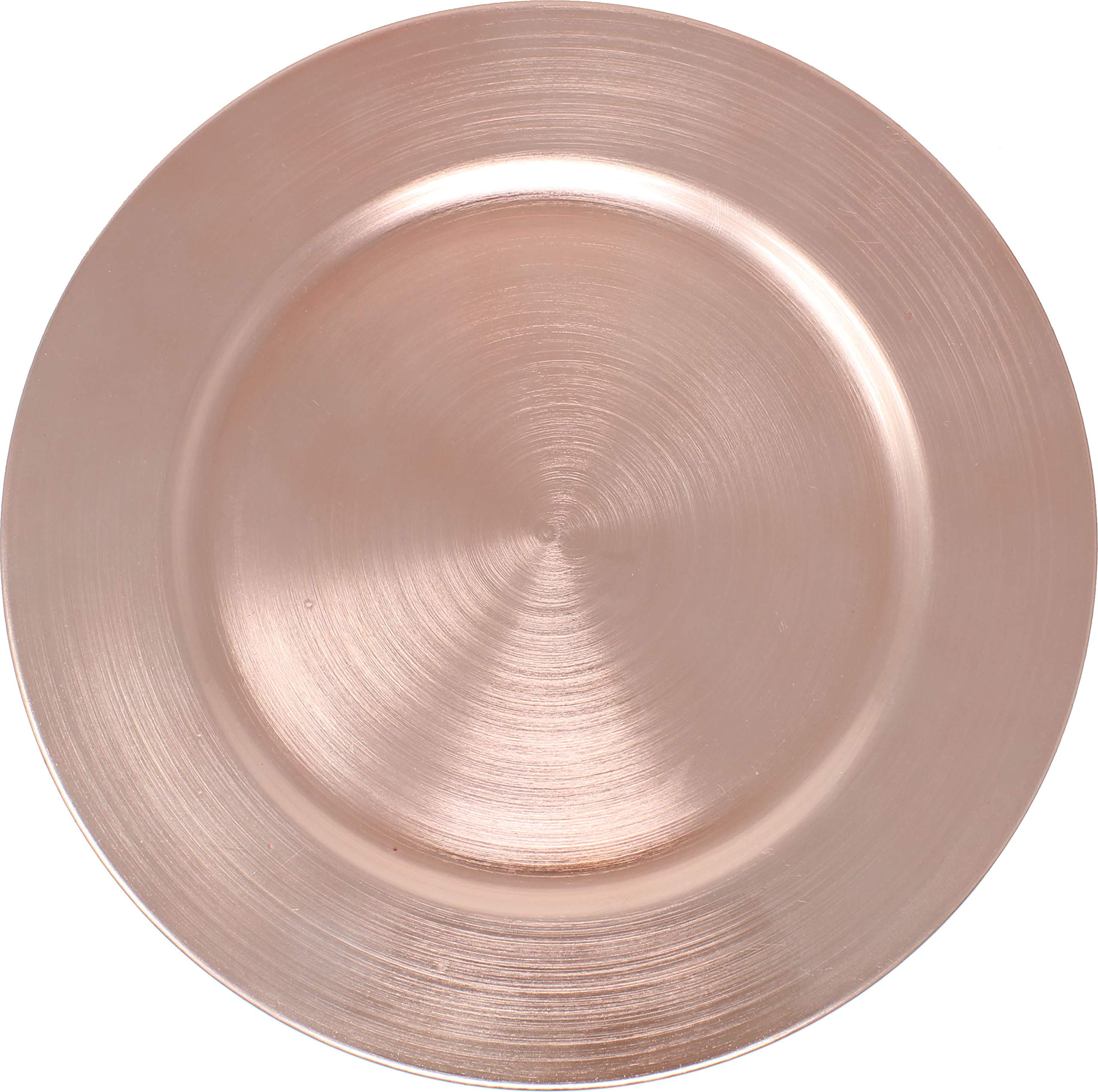 Ms Lovely Metallic Foil Charger Plates - Set of 6 - Made of Thick Plastic - Rose Gold