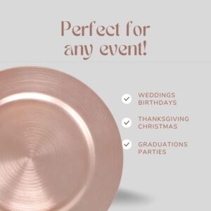 Ms Lovely Metallic Foil Charger Plates - Set of 6 - Made of Thick Plastic - Rose Gold