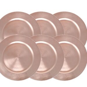 Ms Lovely Metallic Foil Charger Plates - Set of 6 - Made of Thick Plastic - Rose Gold