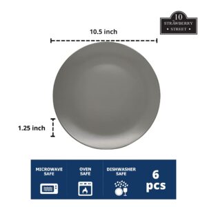 Two Tone Coupe 10.5” Dinner Plate Set Of 6, Black/Gray