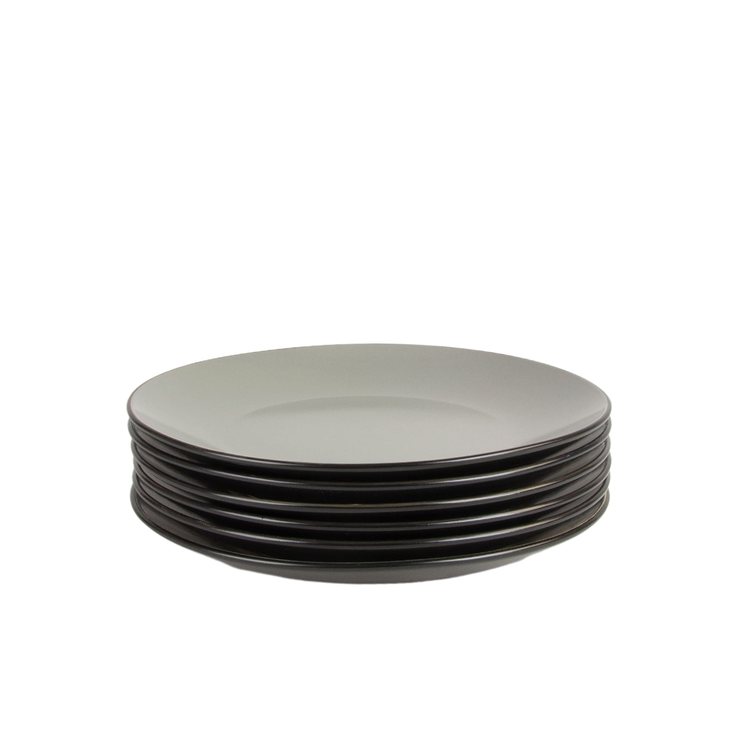 Two Tone Coupe 10.5” Dinner Plate Set Of 6, Black/Gray