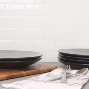 Two Tone Coupe 10.5” Dinner Plate Set Of 6, Black/Gray