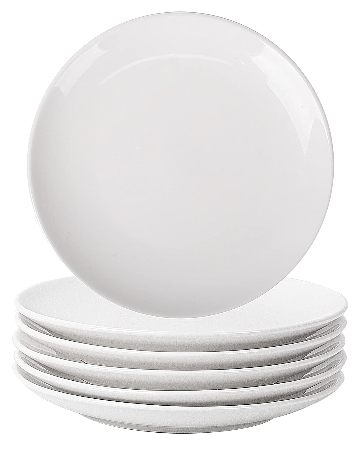 DELLING Dinner Plates Set of 6, 10 inch Ceramic Plates - Microwave, Oven, and Dishwasher Safe, Scratch Resistant - Modern Dinnerware Dish Set for Kitchen Serving - White