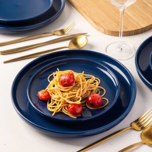 AmorArc Ceramic Dinner Plates Set of 6,10.5 inch Stoneware plates for Kitchen, Dinnerware Dishes set- Microwave,Dishwasher Safe,Scratch Resistant-Navy Blue