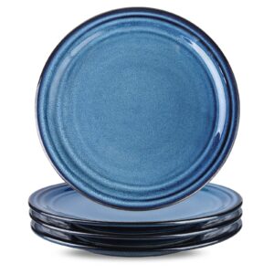 hasense ceramic dinner plates set of 4,10 inch large porcelain pasta and salad plates,blue stoneware plate set microwave,oven,and dishwasher safe