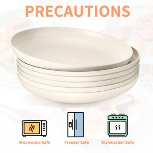 Zopeal 15 Pcs 10 Inch Wheat Straw Plates Lightweight Unbreakable Deep Dinner Plates Reusable Plastic Plates Microwave Safe Dinnerware for Kids Children Toddler Adult (Beige)