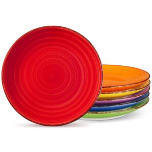 vancasso bonita salad plates, 8.5 inch colorful small dinner plates set, ceramic dessert plate serving dishes set of 6, microwave, oven and dishwasher safe, assorted color