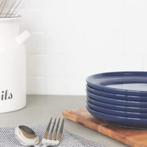 Double Line 8.25" Salad Plate, Set of 6, Cobalt Blue