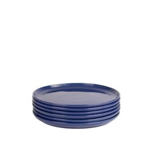 Double Line 8.25" Salad Plate, Set of 6, Cobalt Blue