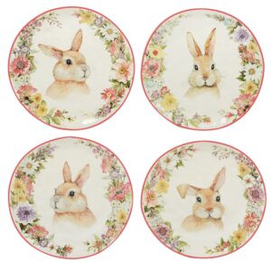 certified international easter garden 8.5" dessert/salad plate, set of 4 assorted designs, multicolored