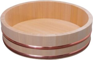 tikusan wooden hangiri sushi rice mixing tub copper band made in japan made of sawara cypress sushi rice bowl sushi oke (13" (33cm))