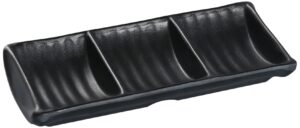 yanco bp-4030 black pearl-2 triple sauce dish, 7.5" length, 3.5" width, melamine, black color with matting finish, pack of 48