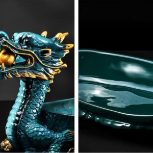 HONHPD 21 Inch Creative Sushi Boat Serving Tray,Dragon Head Sashimi Sushi Plate,Large Sushi Boat Plate for Sashimi Board Seafood Party,Great for Sushi Restaurant or Home,Dragon Plates Turquoise