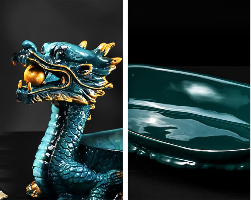 HONHPD 21 Inch Creative Sushi Boat Serving Tray,Dragon Head Sashimi Sushi Plate,Large Sushi Boat Plate for Sashimi Board Seafood Party,Great for Sushi Restaurant or Home,Dragon Plates Turquoise