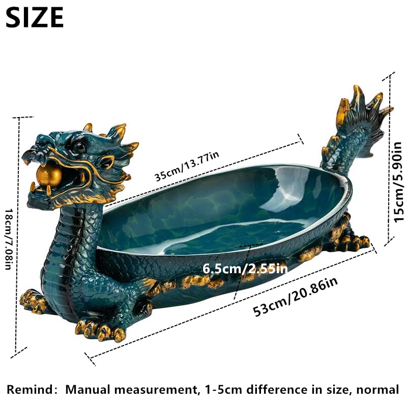 HONHPD 21 Inch Creative Sushi Boat Serving Tray,Dragon Head Sashimi Sushi Plate,Large Sushi Boat Plate for Sashimi Board Seafood Party,Great for Sushi Restaurant or Home,Dragon Plates Turquoise