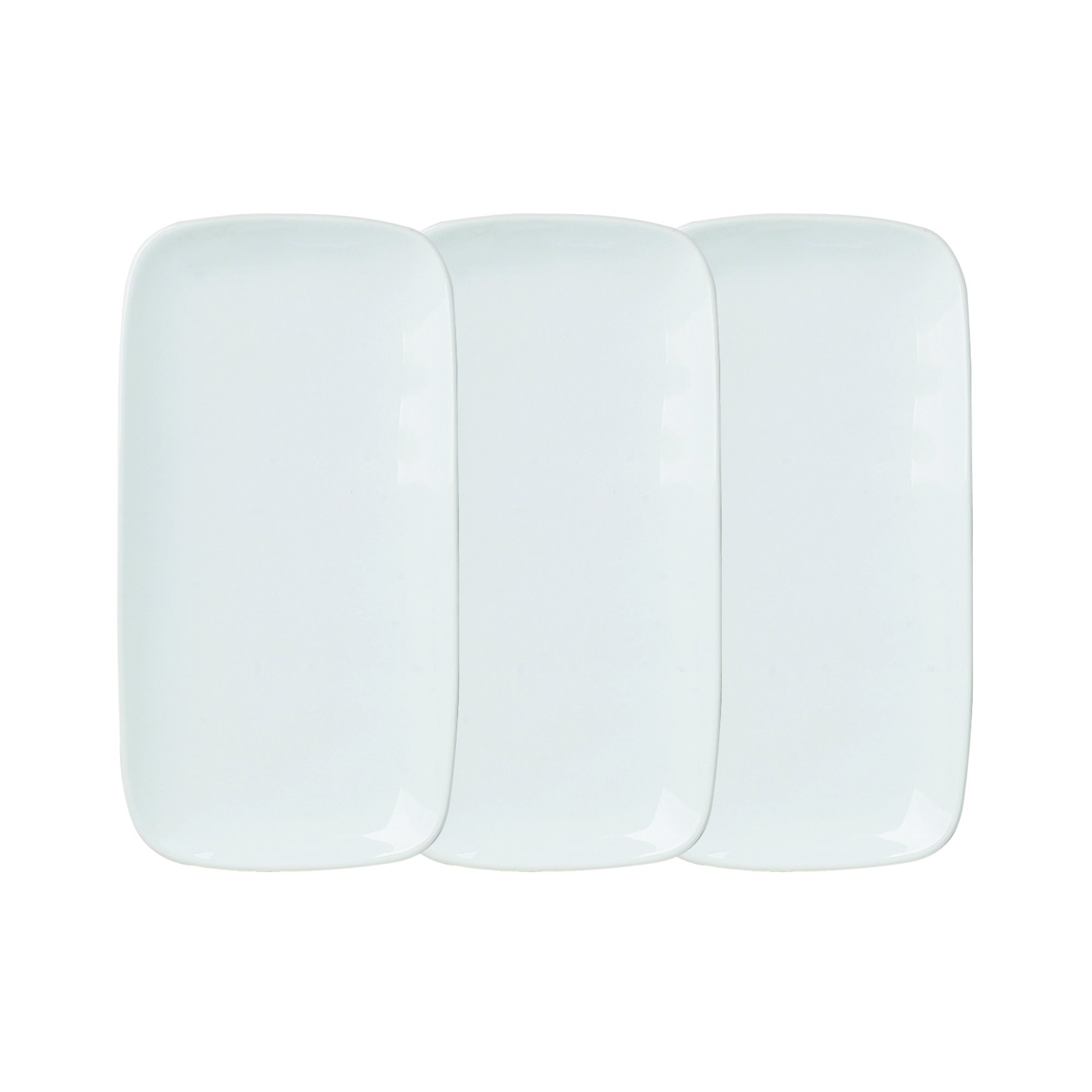 HIC Kitchen Sushi Plate Set, Fine White Porcelain, Set of 3