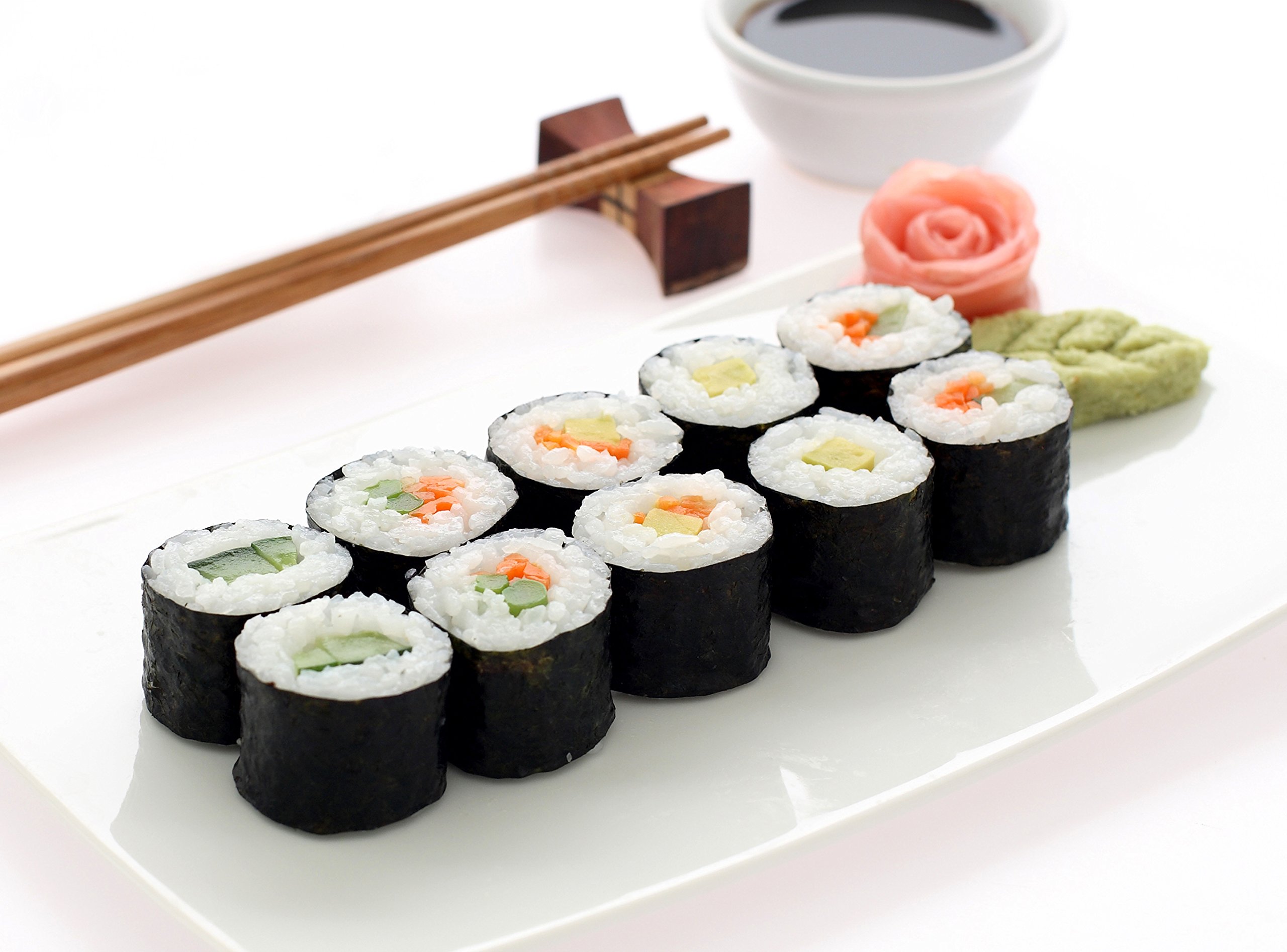 HIC Kitchen Sushi Plate Set, Fine White Porcelain, Set of 3