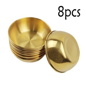 Proshopping 8Pcs Mini Stainless Steel Dipping Sauce Bowls, Dip Sauce Dishes, Round Seasoning Dishes Bowl, Small Individual Saucers Bowl, Sushi Dipping Bowl, Appetizer Plates, Silver 3.27"x3.27"x1.14"