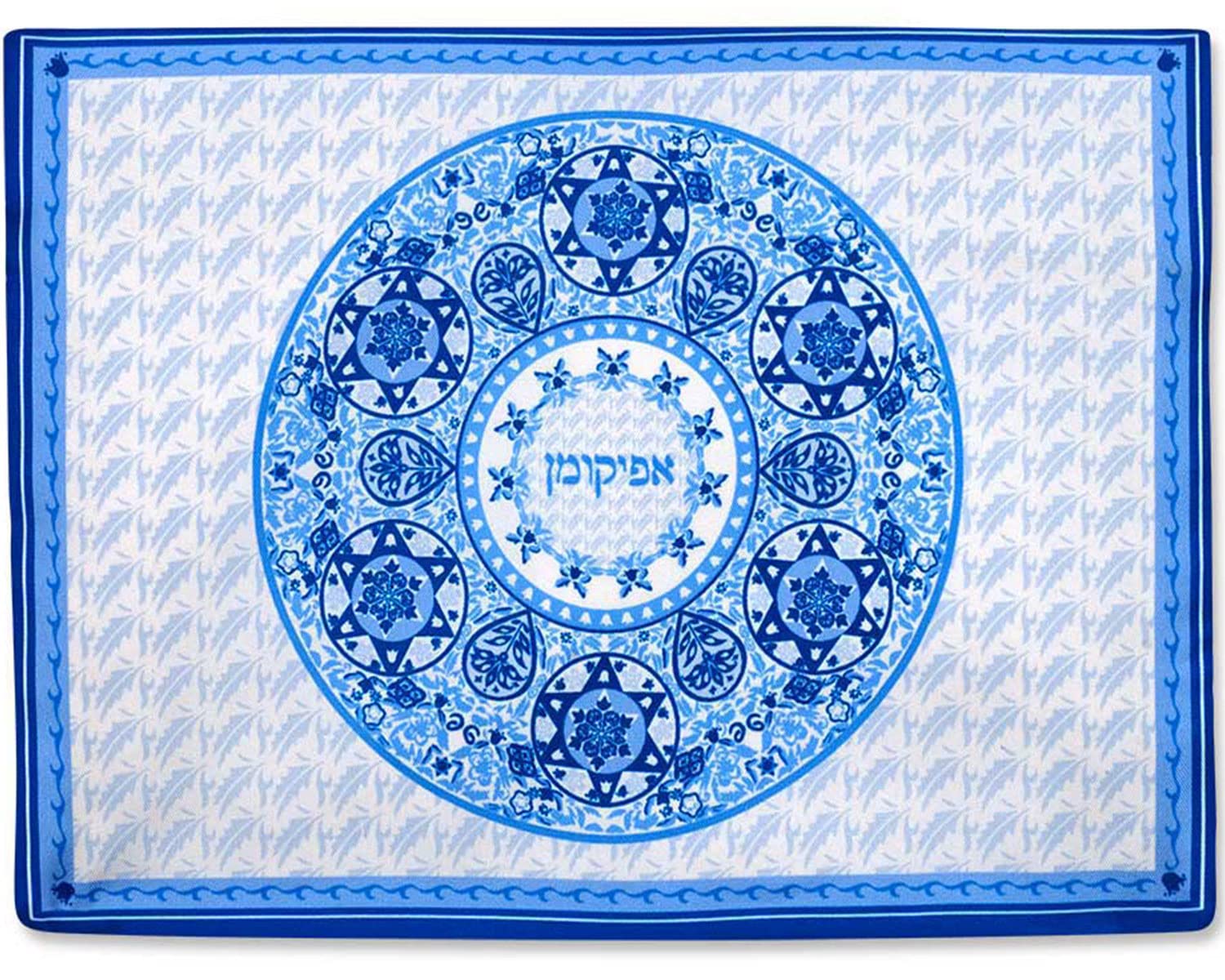 Aviv Judaica Prestigious Passover Seder Dinnerware Renaissance Set, Includes Round Porcelain Seder Plate, Square Matzo Tray, Silk Matza Cover & Afikoman Bag Magnificent Passover Decoration Dishware