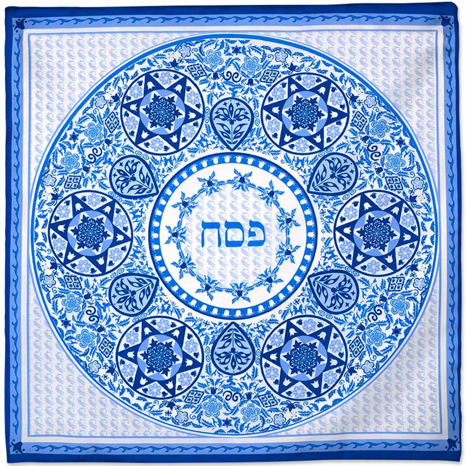 Aviv Judaica Prestigious Passover Seder Dinnerware Renaissance Set, Includes Round Porcelain Seder Plate, Square Matzo Tray, Silk Matza Cover & Afikoman Bag Magnificent Passover Decoration Dishware