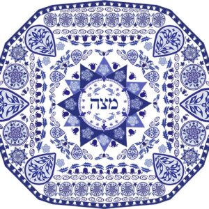 Aviv Judaica Prestigious Passover Seder Dinnerware Renaissance Set, Includes Round Porcelain Seder Plate, Square Matzo Tray, Silk Matza Cover & Afikoman Bag Magnificent Passover Decoration Dishware