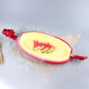 HONHPD 26.7 inch Dragon Boat Sushi Plate, Resin Sashimi Dragon Boat Seafood Plate Japanese Food Tableware Salmon Platter Dry Ice Plate Hot Pot Buffet